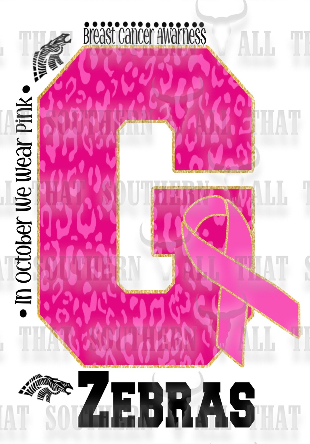 Breast Cancer Awareness Zebras Leopard Print PNG (digital Download Only ...