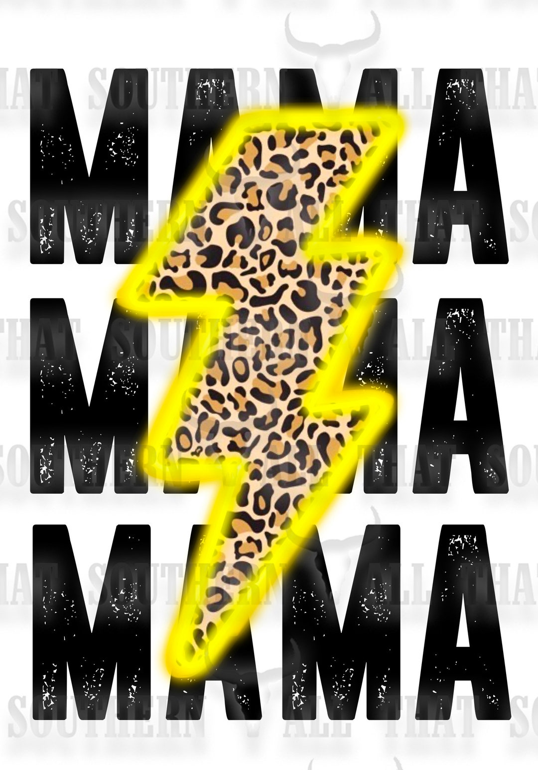 Neon Yellow Mama Lightning Bolt Png File (digital Download Only) for ...