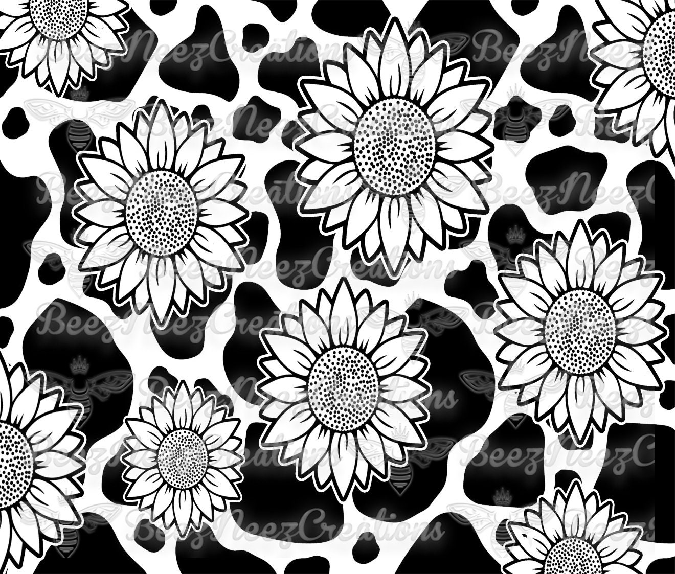 Cow Print Sunflower Design PNG digital Download Only - Etsy