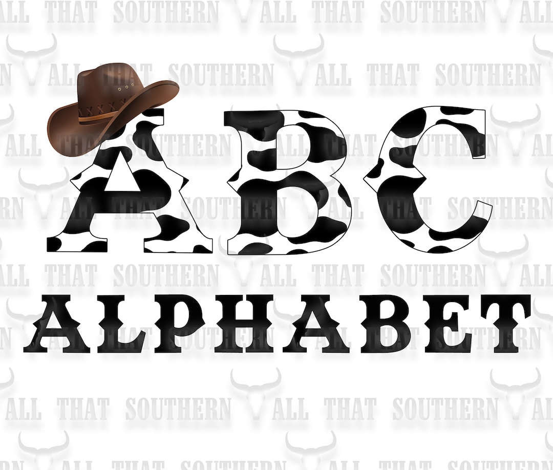 Western Cowprint Alphabet Png (digital Download Only) - Etsy