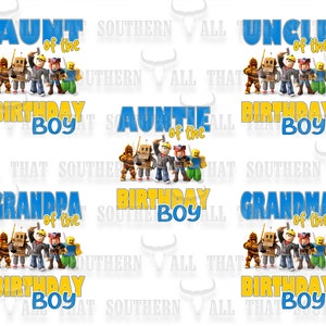 Roblox Birthday PNG Files: Family Sublimation Designs (digital Download ...