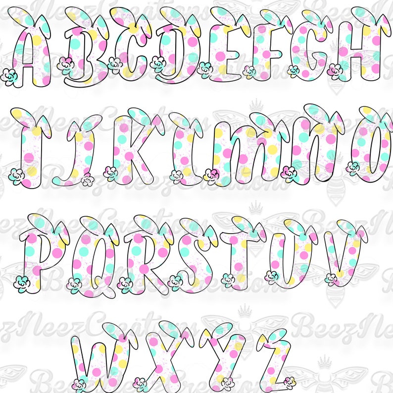 Easter Bunny Alphabet Doodle Letters 26 PNG (digital Download Only) - Etsy