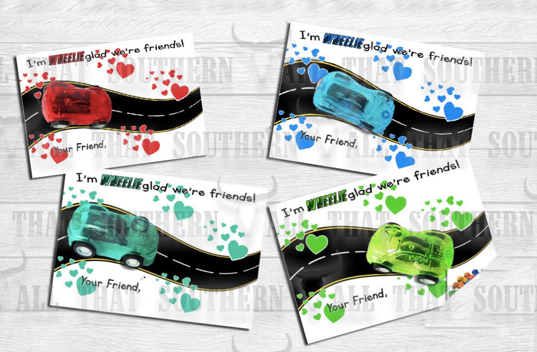 PRINTABLE Wheelie Valentines Day Card Cars Png File (digital Download ...