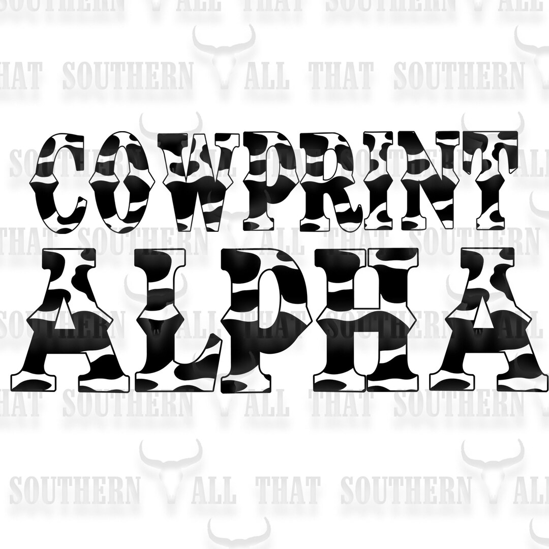 Cowprint Western Style Alphabet Png Files (digital Download Only) - Etsy