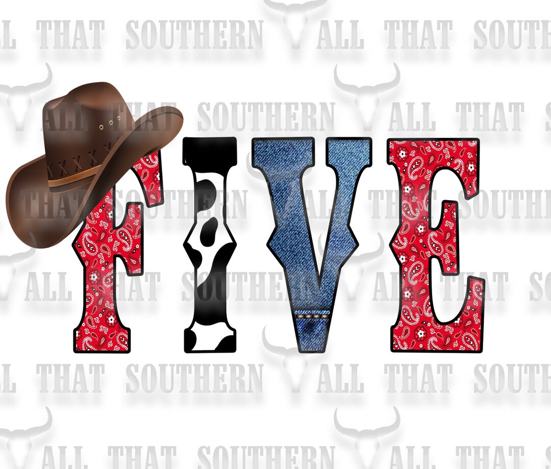 Western Five Birthday Png (digital Download Only) for Sublimation - Etsy