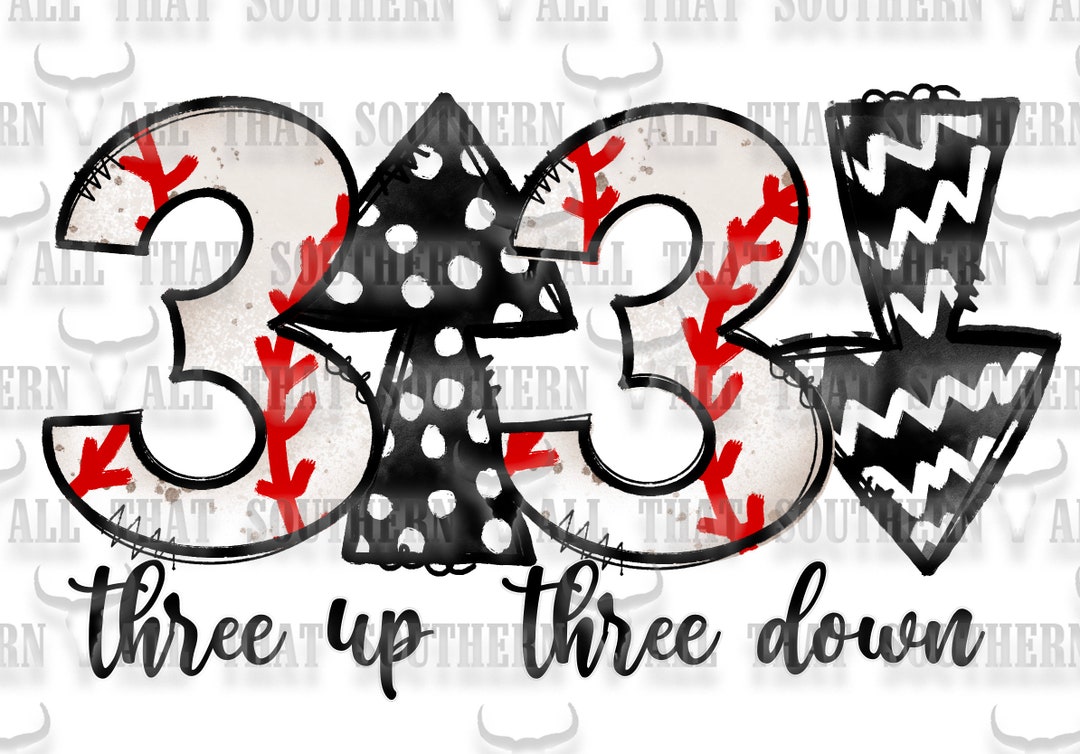 3 up 3 Down Baseball Png (digital Download Only) Black White for ...