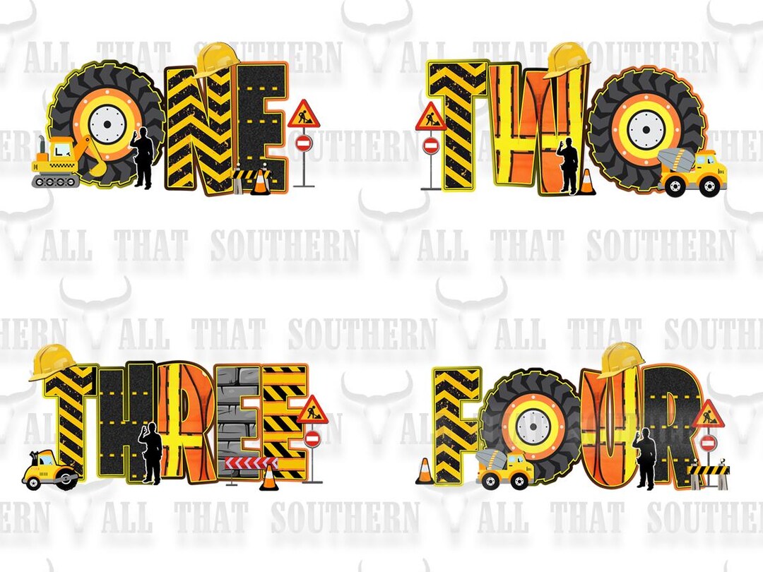 1.2.3.4. Construction Numbers Png (digital Download Only) One Two Three ...