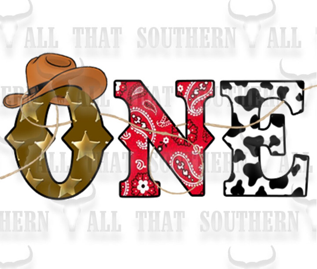 Western Cowboy ONE Birthday Png (digital Download Only) for Sublimation ...