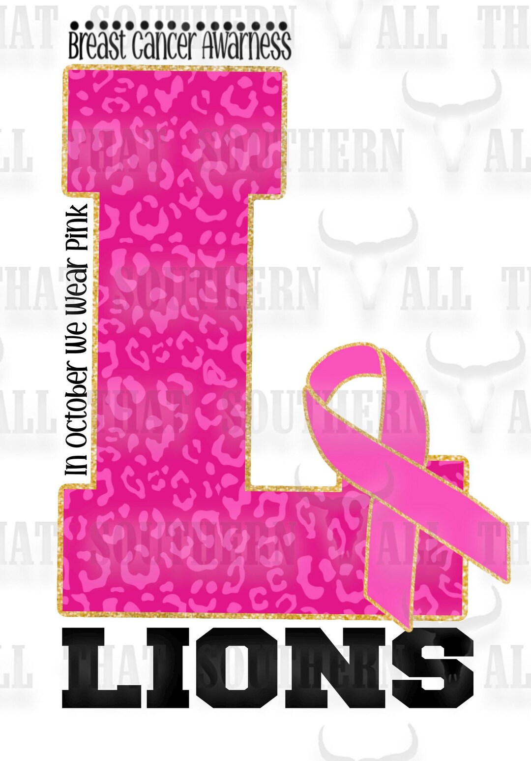 Breast Cancer Awareness Lion Print PNG (digital Download Only) - Etsy
