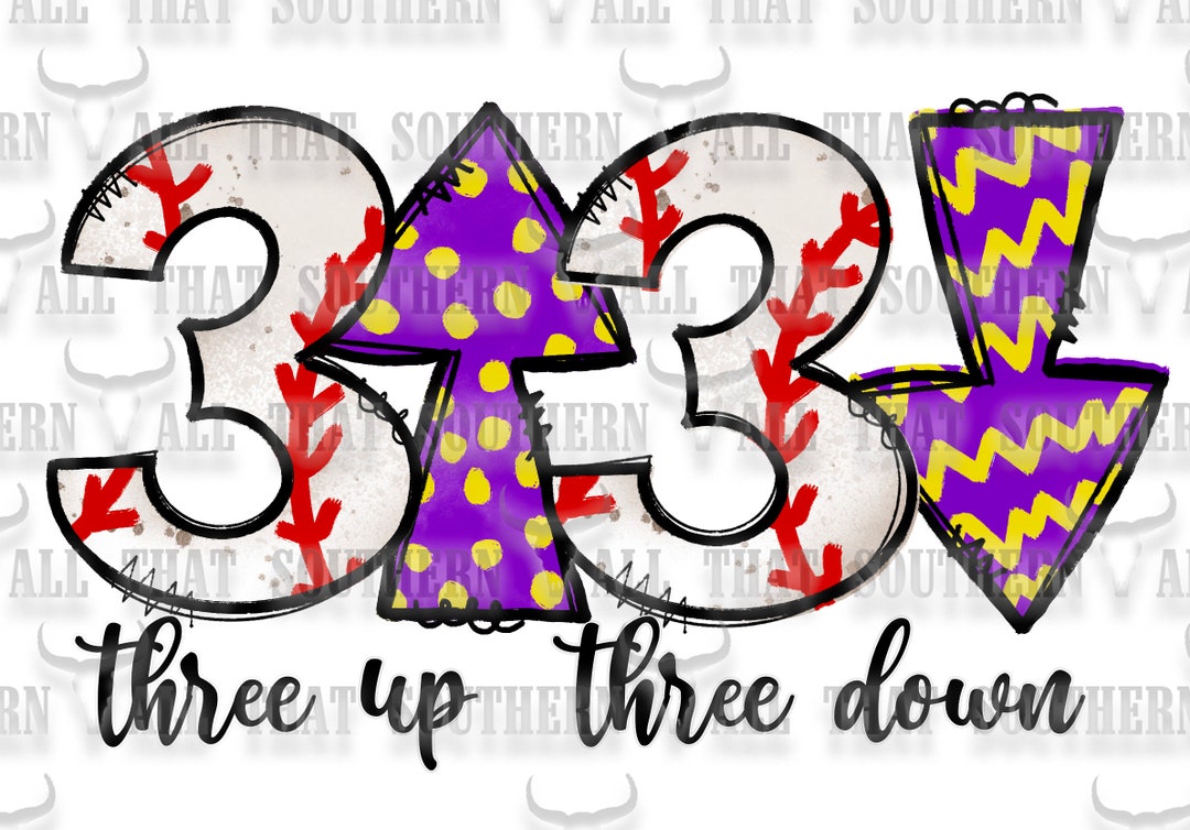 3 up 3 Down Baseball Png (digital Download Only) Purple Yellow for ...