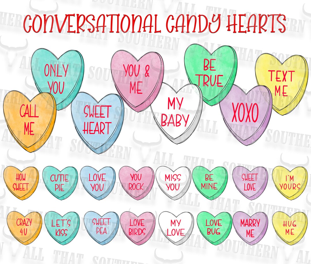 Conversation Candy Hearts Png/psd Files (digital Download Only) for ...
