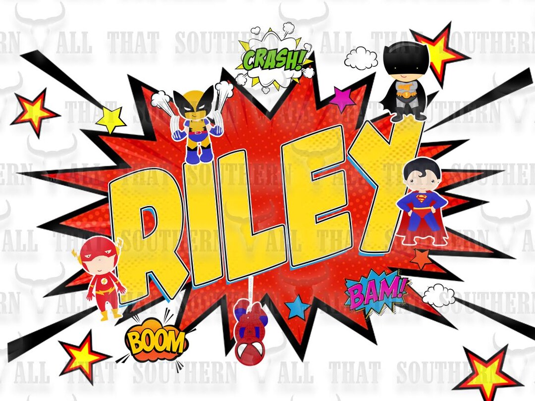 Riley Superhero Comics Birthday Png (digital Download Only) - Etsy