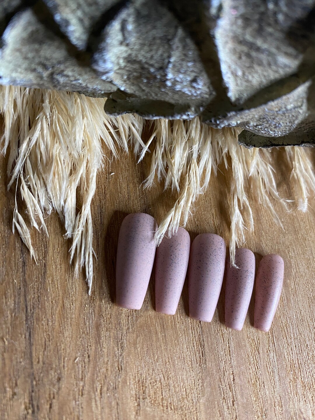 10 Stick-on Nails / Plain in Matt or Glossy / Set of desert Artificial ...