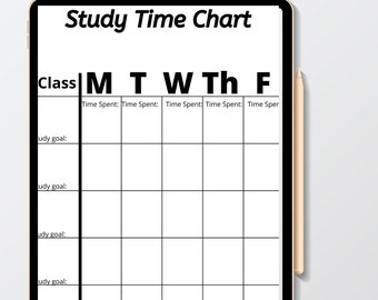 Study Time Chart - Etsy