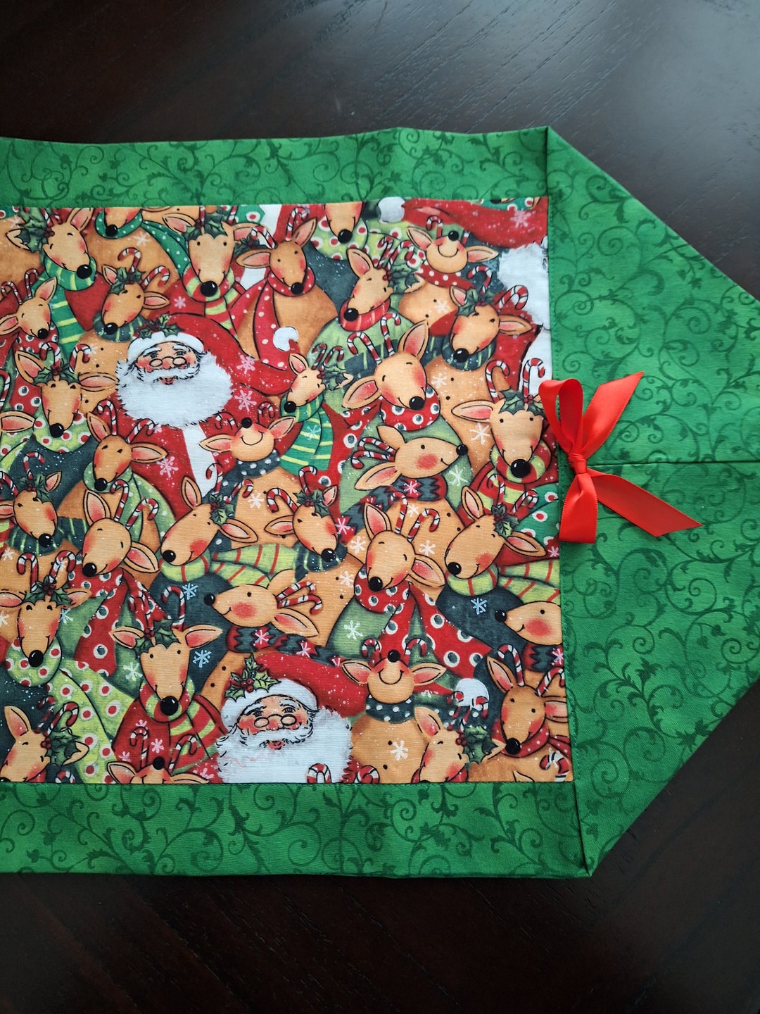 Santa & Reindeer Table Runner - Etsy