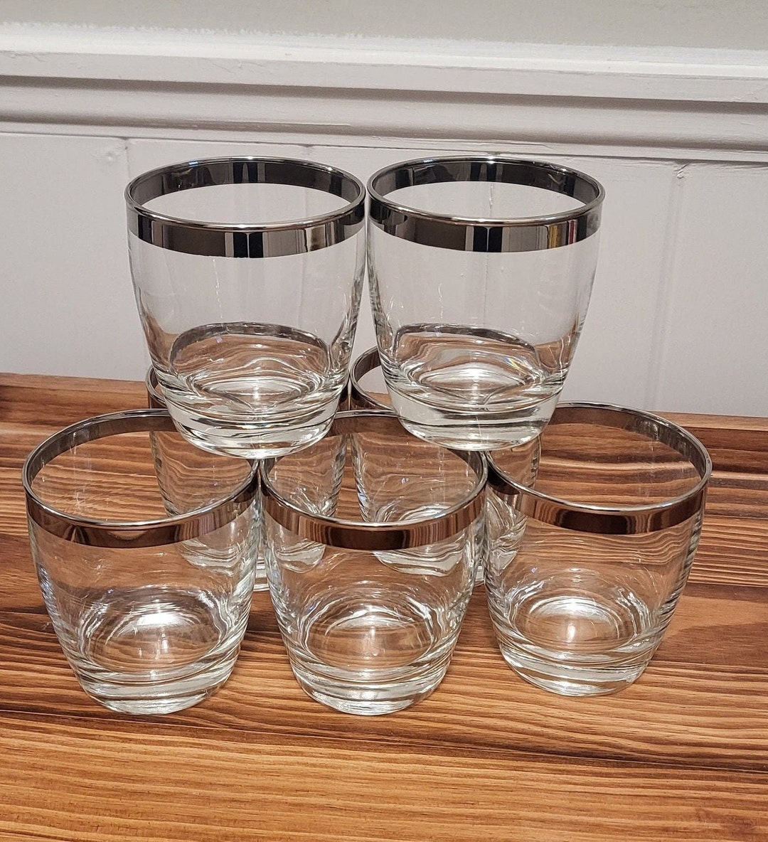 Silver-rimmed 6 Oz Juice Glasses or Highball Glasses, Set of 7, Dorothy ...