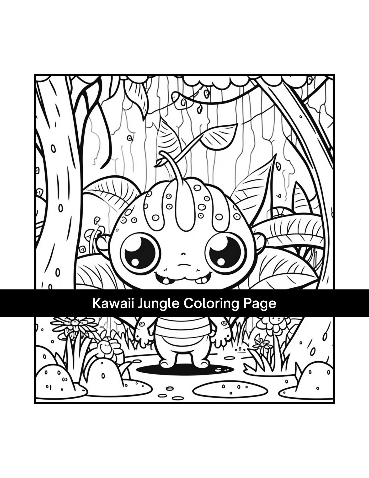 Kawaii Jungle Coloring Book DIGITAL DOWNLOAD Greyscale - Etsy
