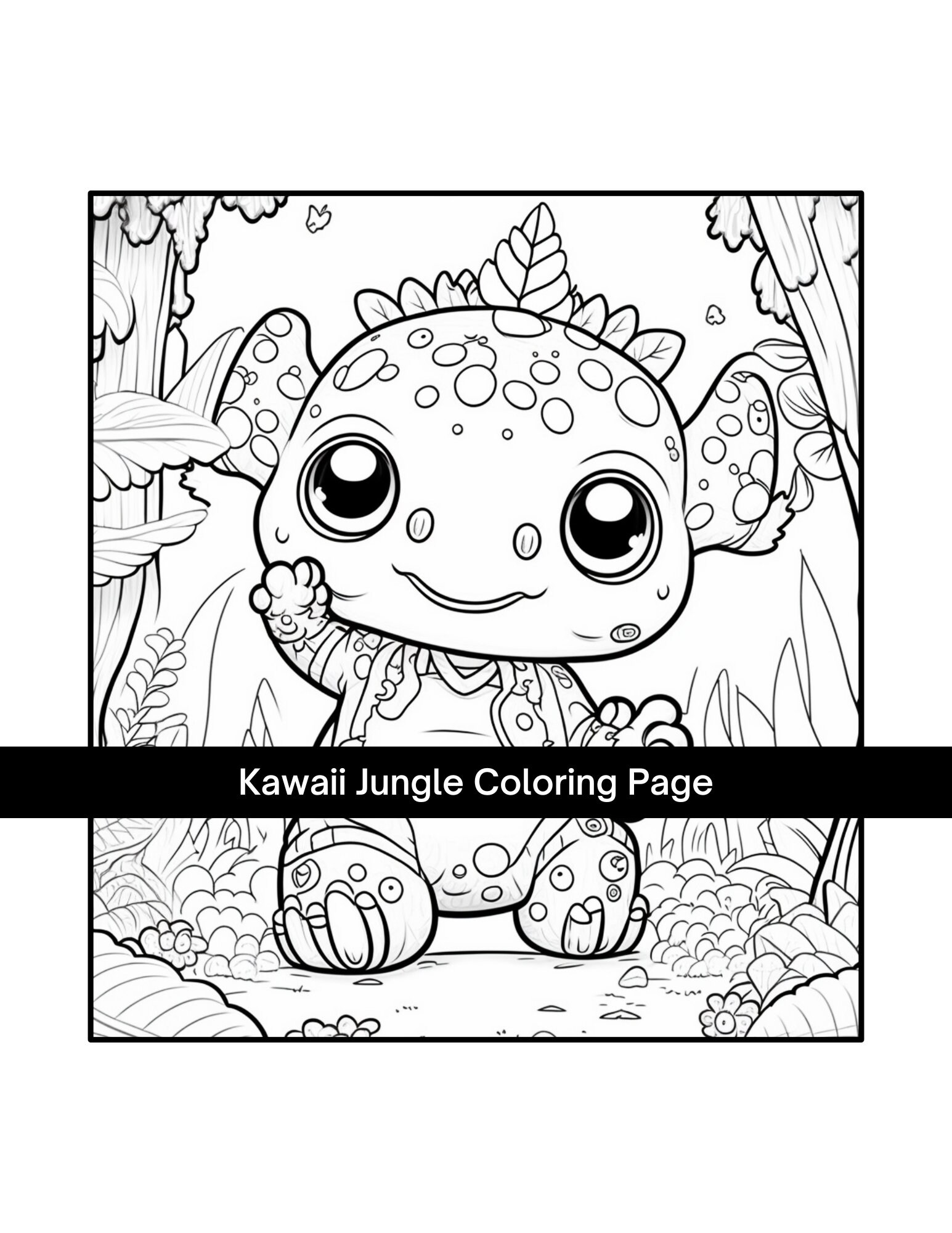Kawaii Jungle Coloring Book DIGITAL DOWNLOAD Greyscale - Etsy