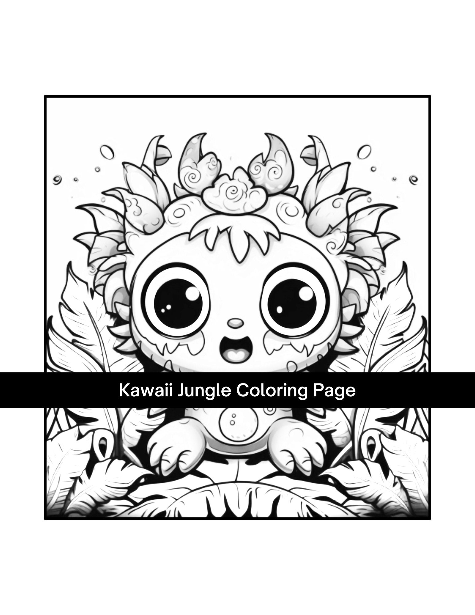Kawaii Jungle Coloring Book DIGITAL DOWNLOAD Greyscale - Etsy