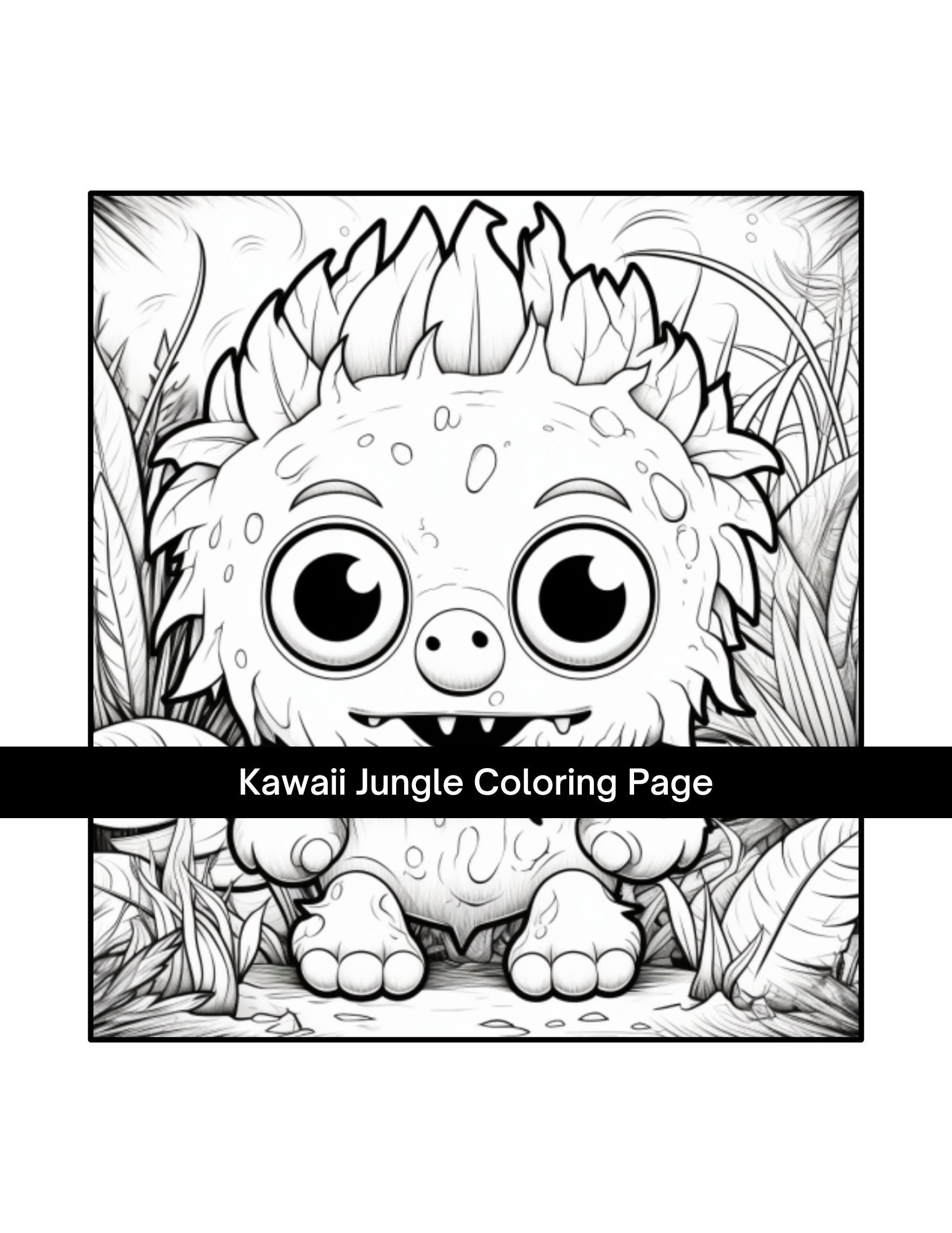 Kawaii Jungle Coloring Book DIGITAL DOWNLOAD Greyscale - Etsy