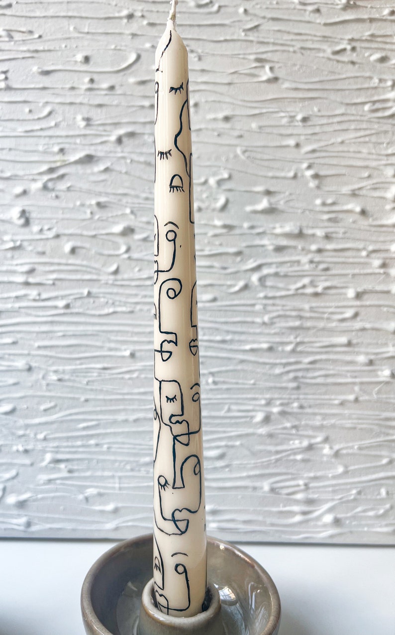 Taper Candle Sethand Paintedaesthetic Design Minimalist - Etsy