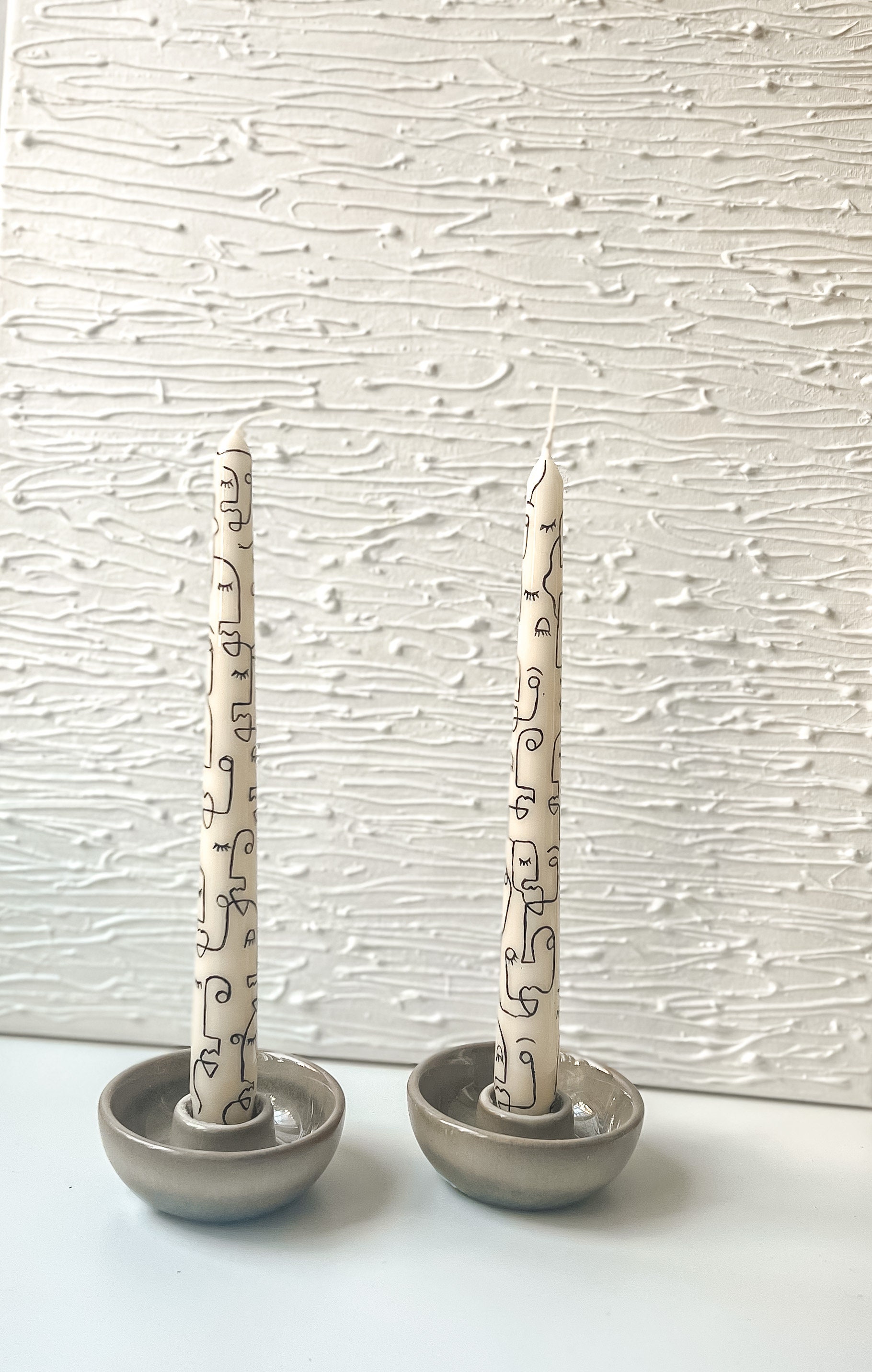 Taper Candle Sethand Paintedaesthetic Design Minimalist - Etsy