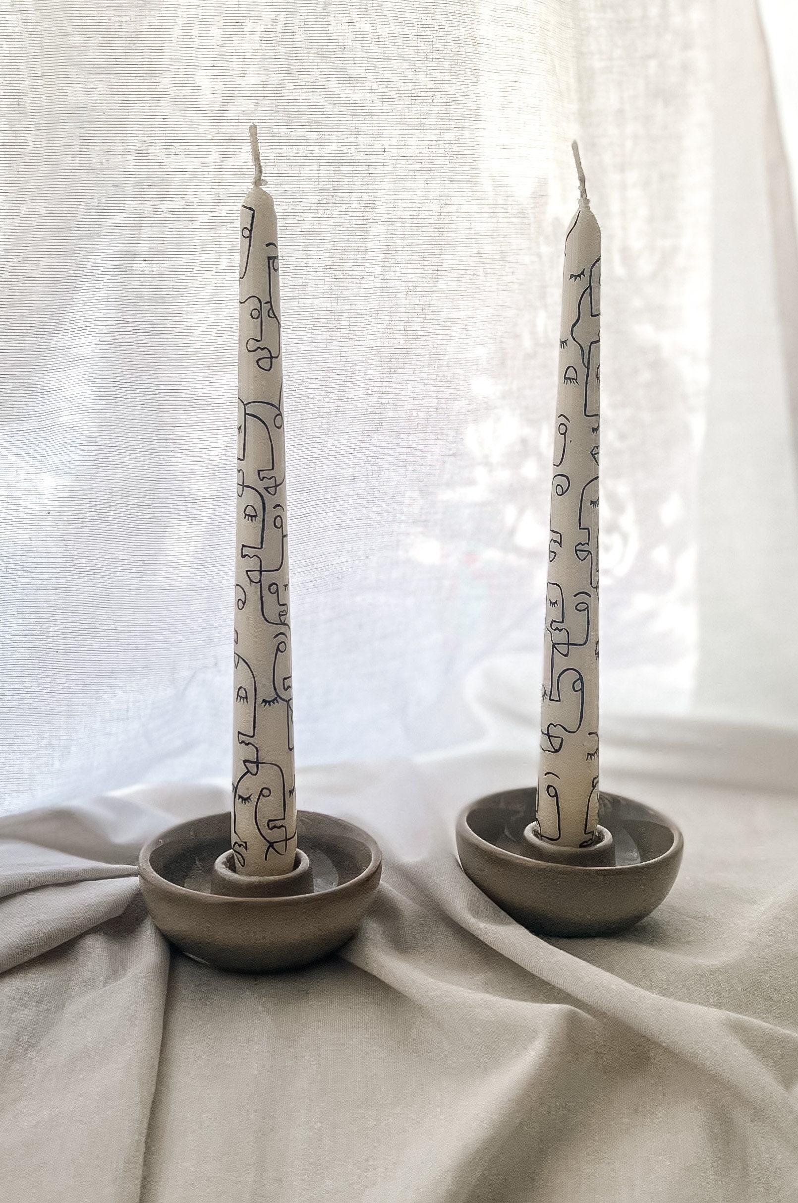 Taper Candle Sethand Paintedaesthetic Design Minimalist - Etsy