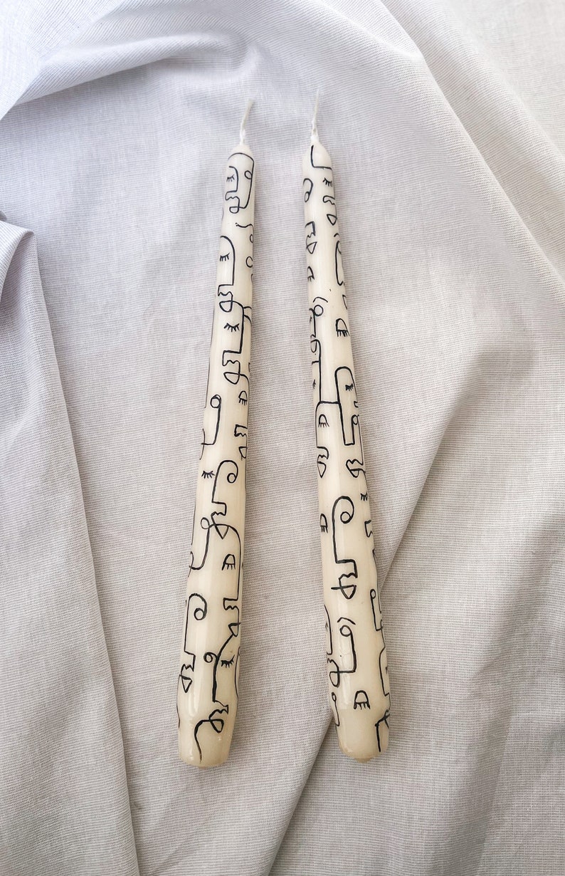 Taper Candle Sethand Paintedaesthetic Design Minimalist - Etsy