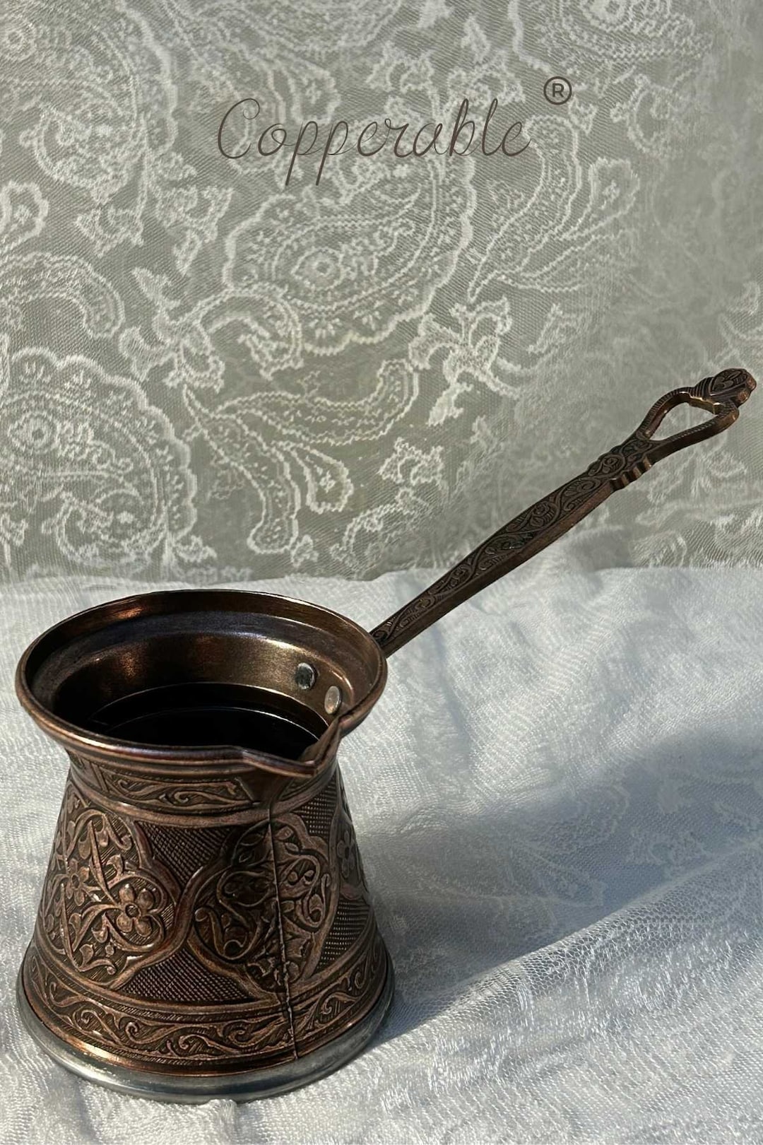 Authentic and Traditional Patterned Cast Iron Coffee Pot Turkish İbrik ...