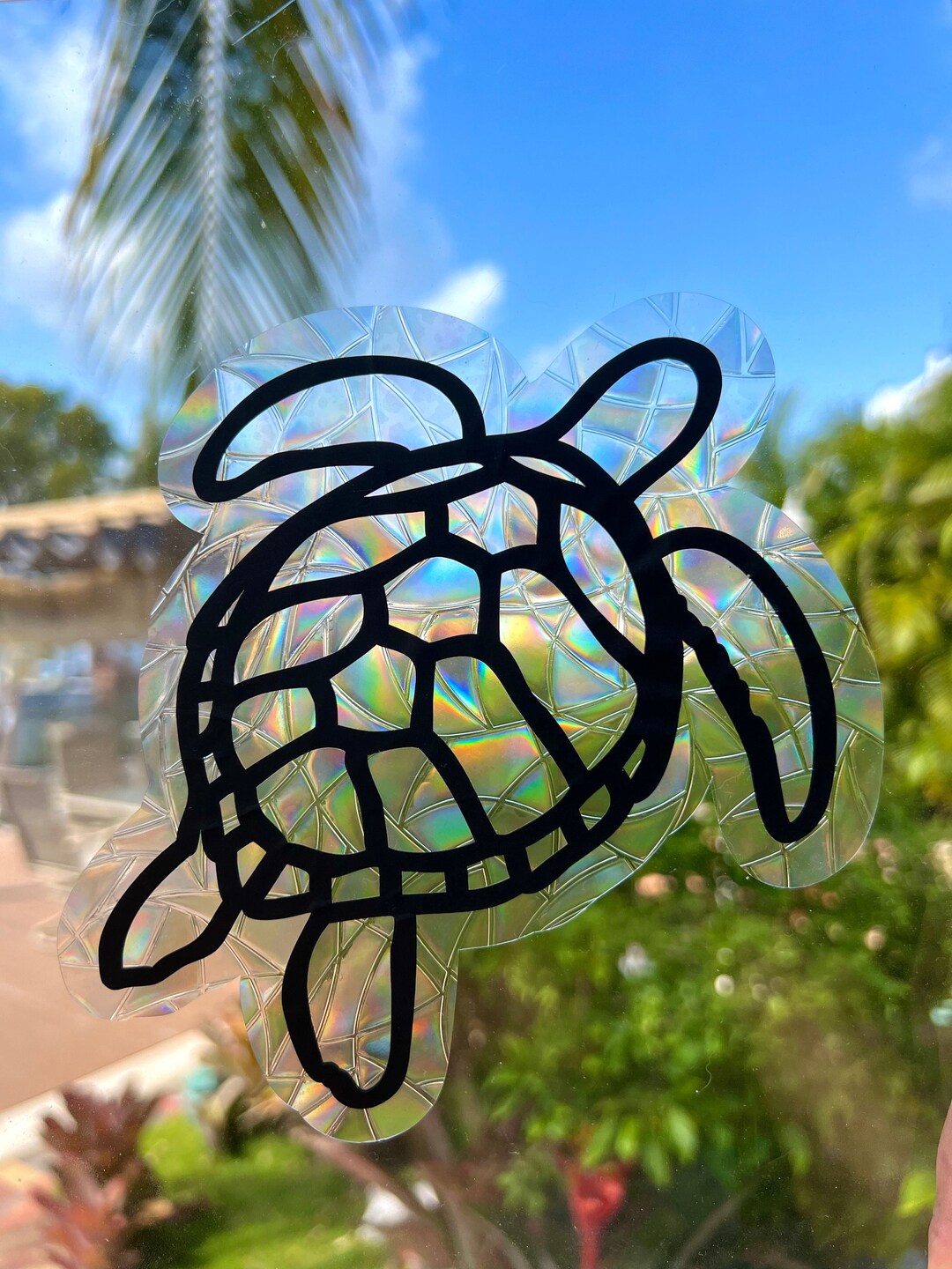 Sea Turtle Window Cling: Holographic Rainbow Ocean Animal Removable ...
