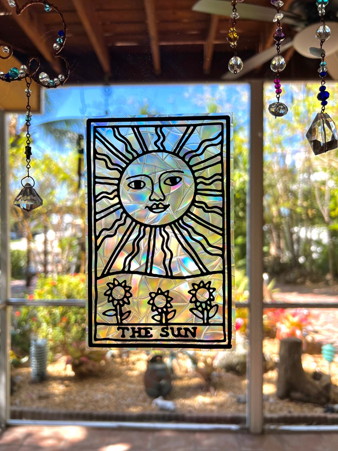 The Sun Tarot Card Sun Catcher Window Cling - Reusable Rainbow Making ...