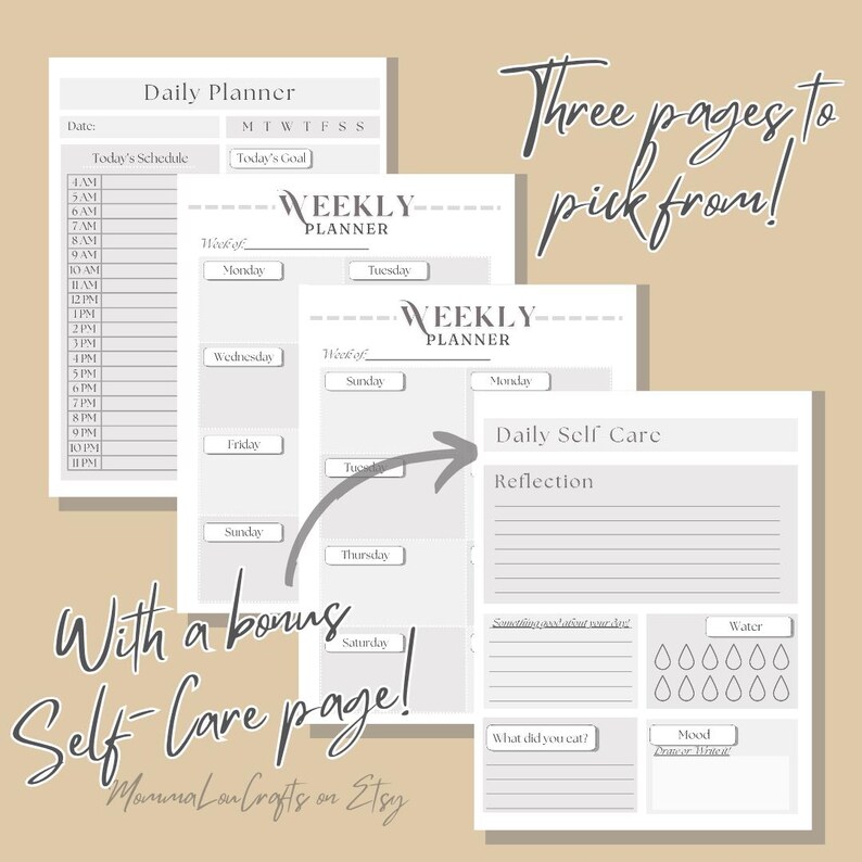Printable Planner Templates: Daily, Weekly, Self-care (PDF Printable ...
