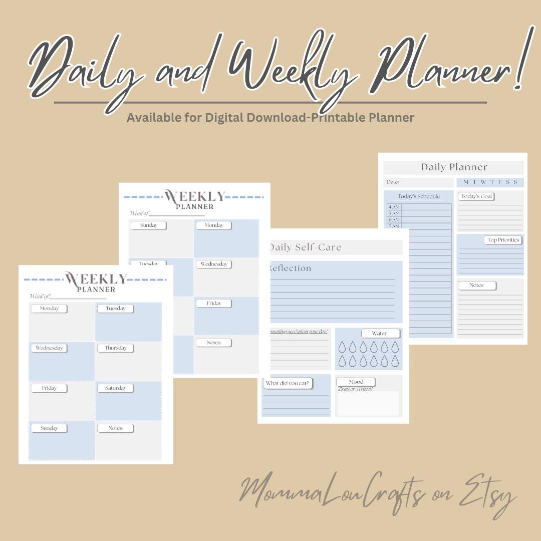 Printable Planner: Daily, Weekly, Self-care (PDF) - Etsy