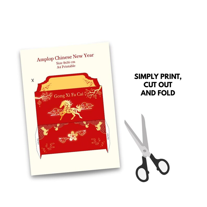 2026 Chinese New Year Red Envelope Printable, Year of the Horse Hong ...