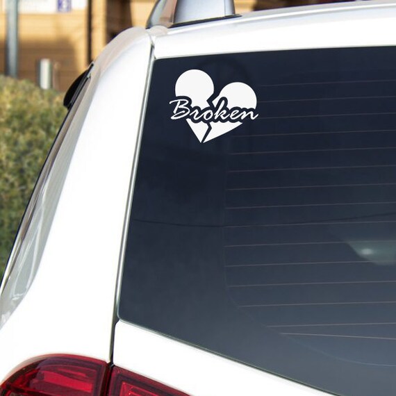 Broken Heart Car Decal - Etsy