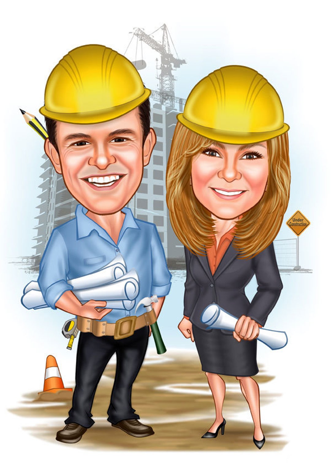 Peresonalize Worker Caricature Drawing From Photo, Funny Construction ...