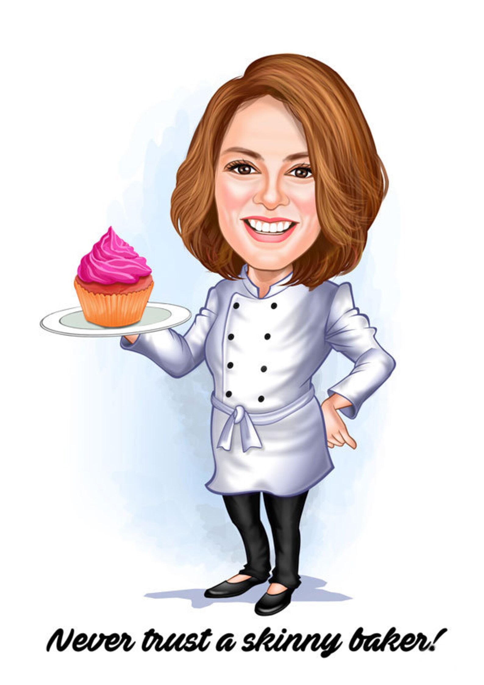 Get Lady Baker Caricature Portrait From A Photo Funny Lady - Etsy