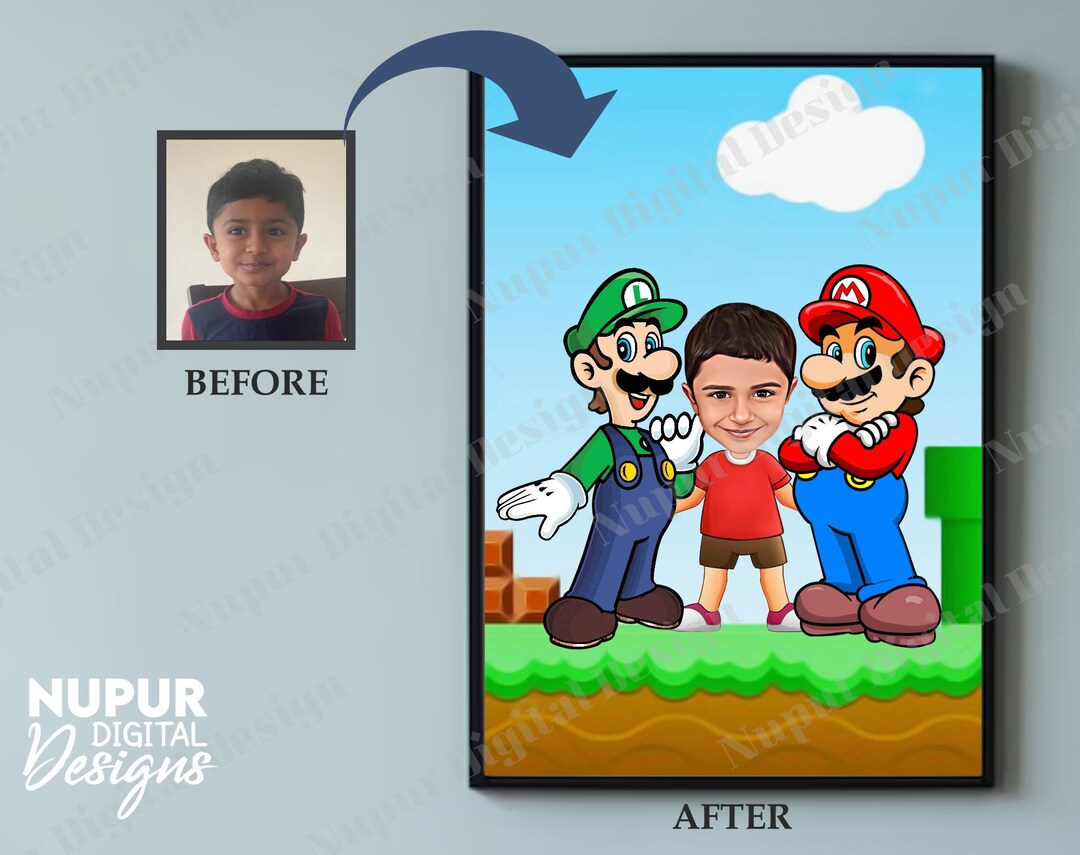 Mario Kids Custom Portrait, Get Your Super Mario and Luigi Portrait ...