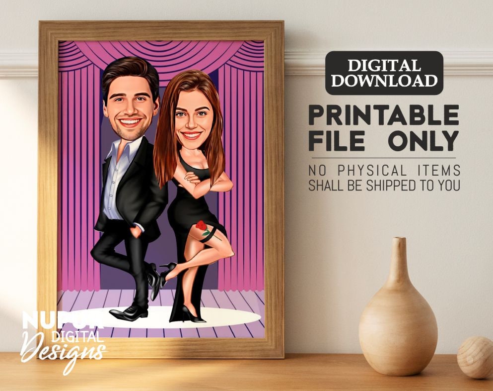 Personalized Couple Caricature Drawing From Photo Digital - Etsy