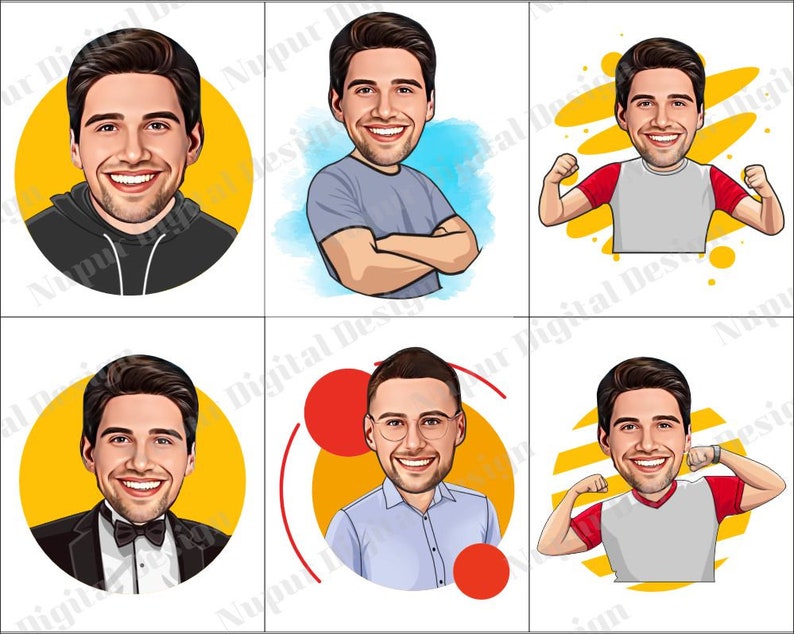 Cartoon Logo, One Person Custom Caricature, Personalized Digital ...