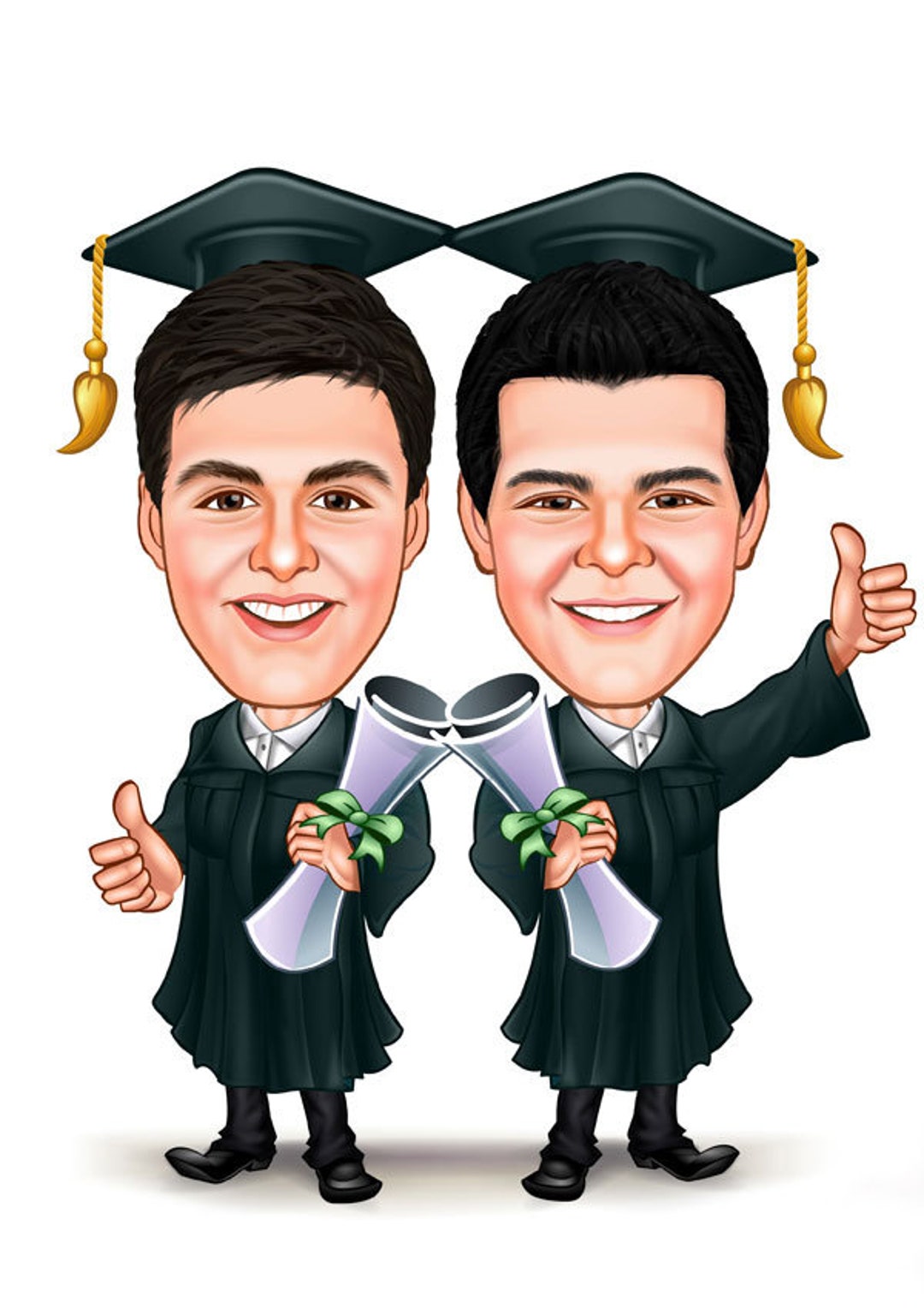 Custom Graduation Cartoon Portrait,graduation Couple Caricature ...