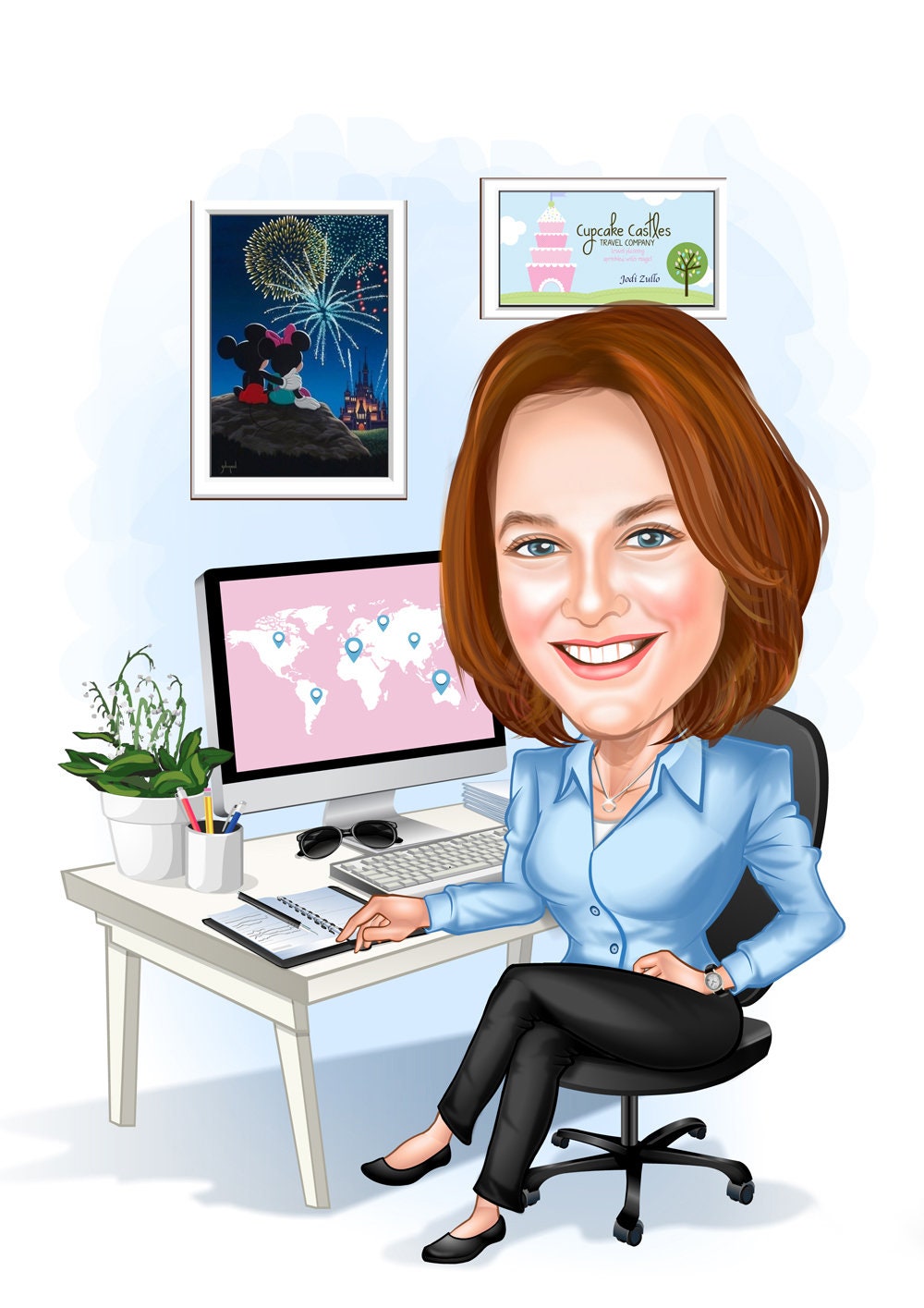 Custom Office Boss Cartoon Portrait, Woman Portrait, Man Cartoon, Gifts ...