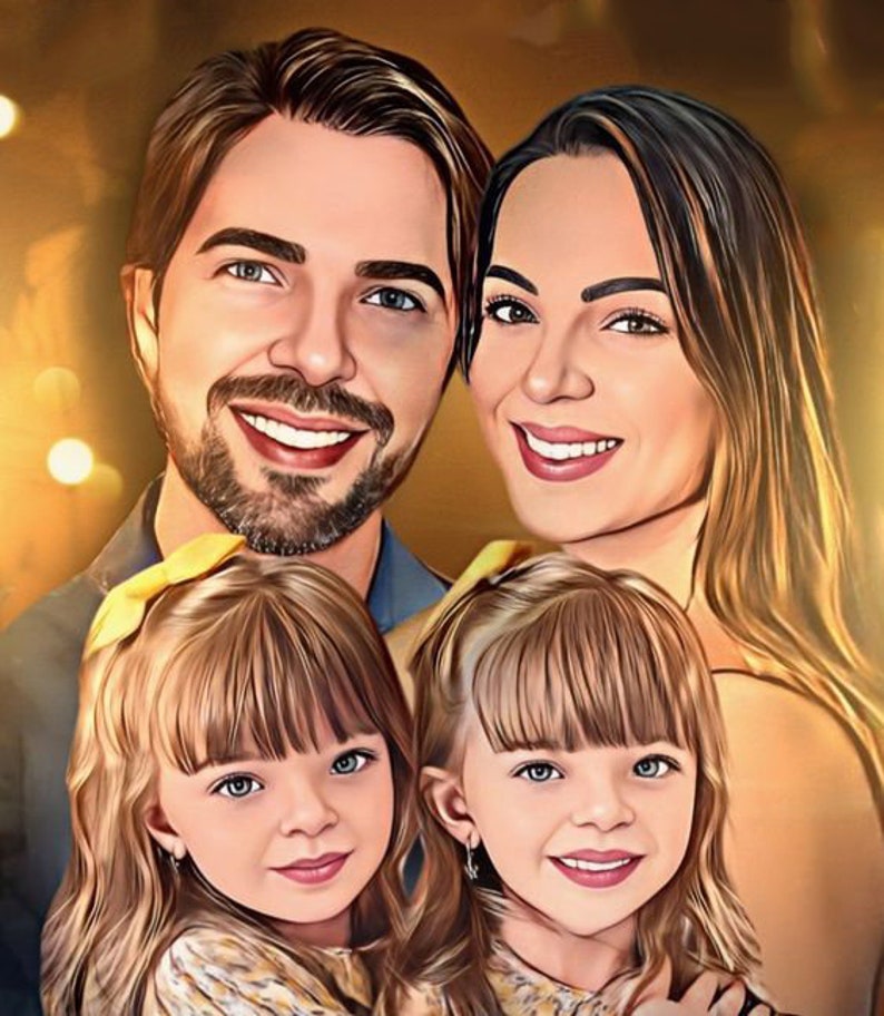 Custom Family Cartoon Portrait Family Portrait Gift for - Etsy