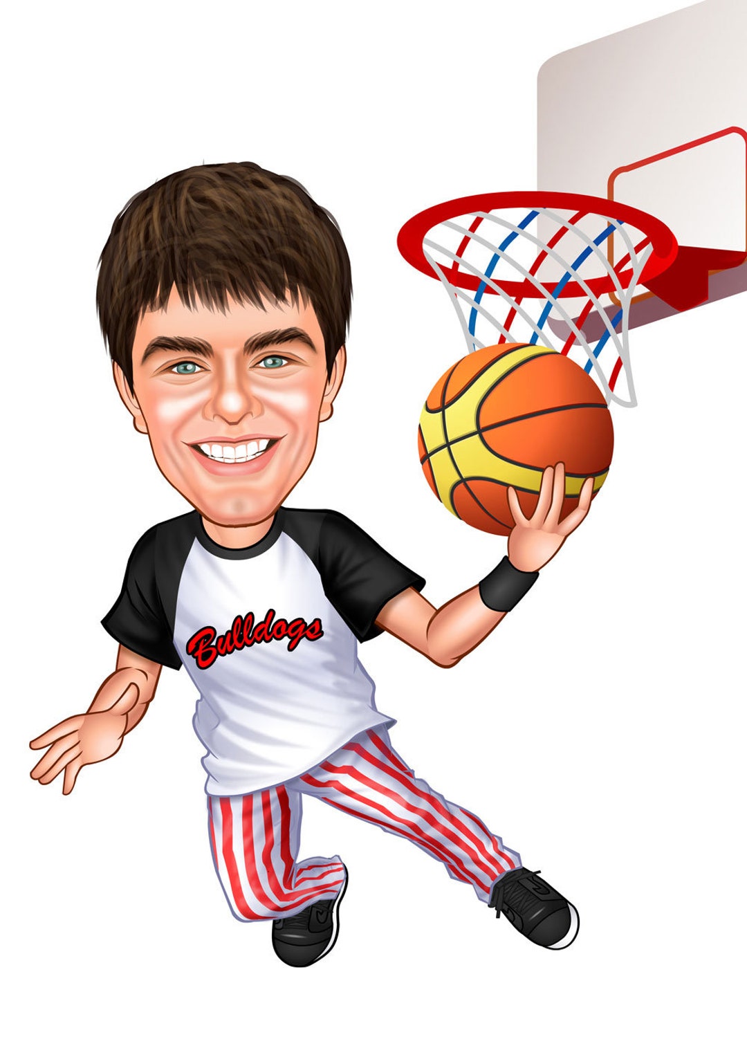 Get Custom Basketball Cartoon Portrait From Photo, Son Gift, Brother ...