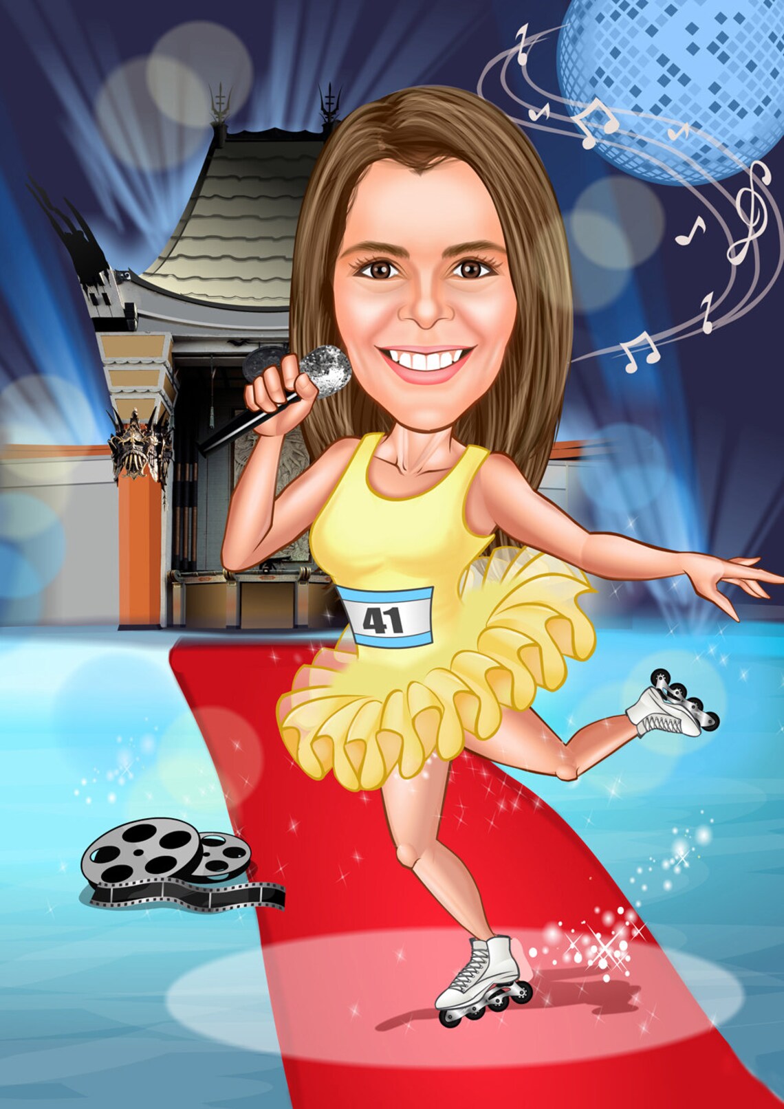 Custom Male, Female Caricature From Photo, Karaoke Singer Gift, Karaoke ...