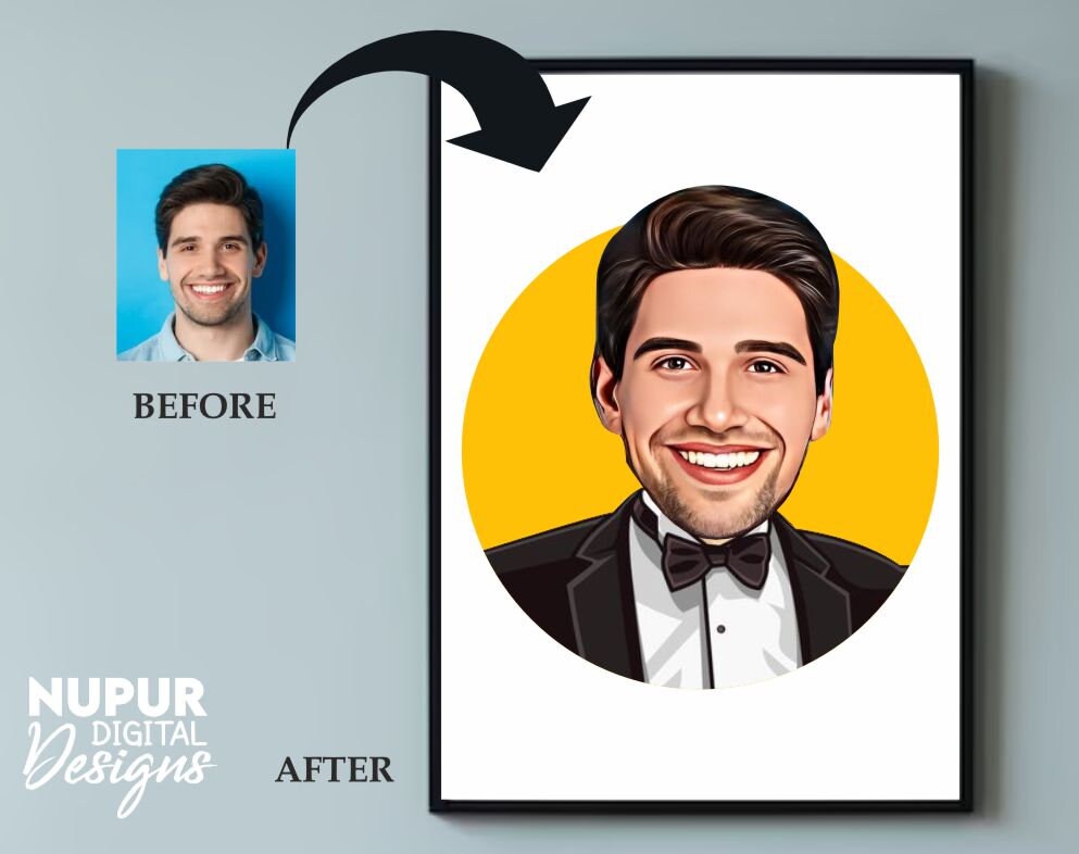 Cartoon Logo, One Person Custom Caricature, Personalized Digital ...