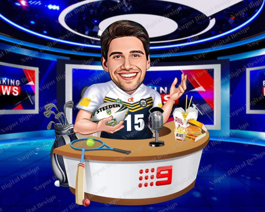 Radio Speaker Digital Cartoon Portrait, Football Portrait, Birthday ...