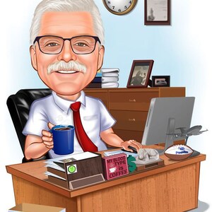 Custom Office Boss Cartoon Portrait, Woman Portrait, Man Cartoon, Gifts ...