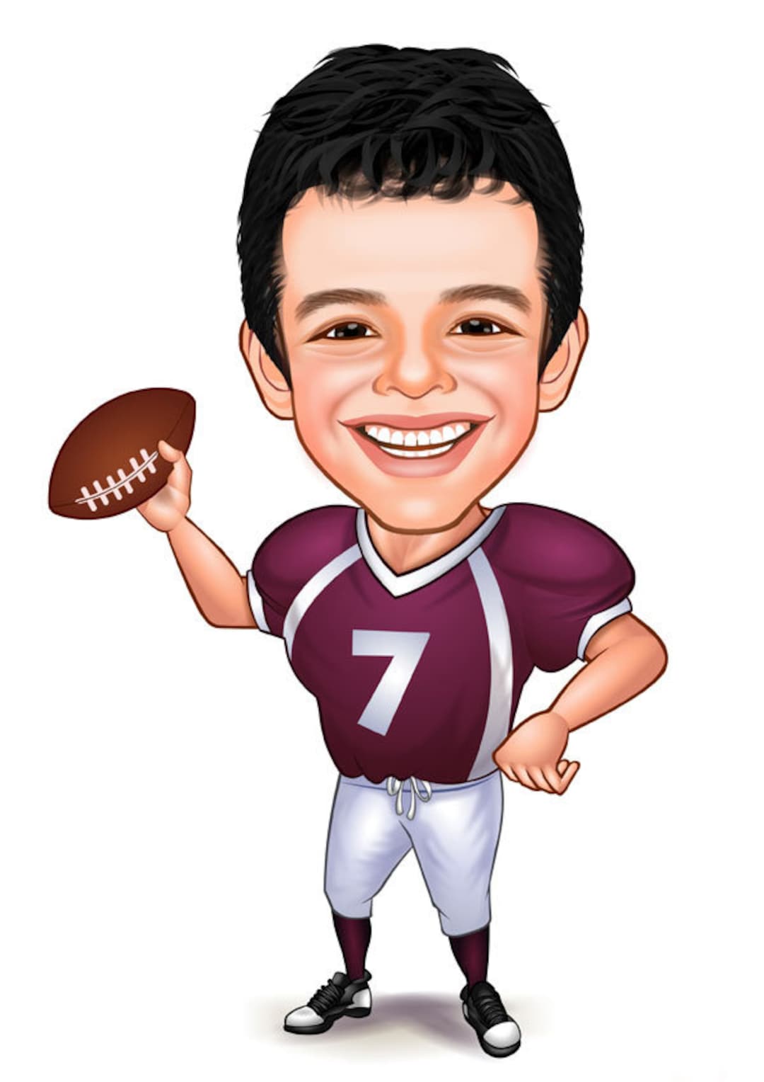 Custom Kids Sports Cartoon Portrait,football Portrait, Rugby Gift ...