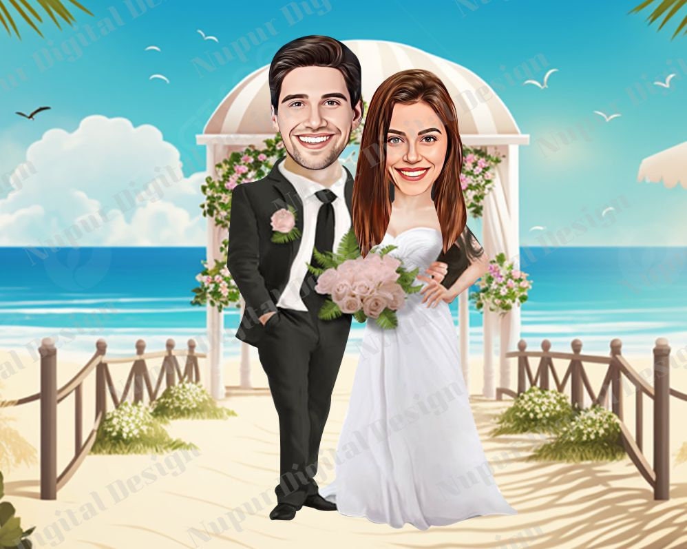 Personalized Married Couple Cartoon, Custom Caricature, Marriage ...